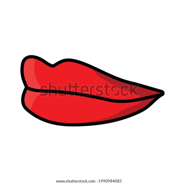 Red Female Lips Symbol Vector Design Stock Vector (Royalty Free) 1990984085