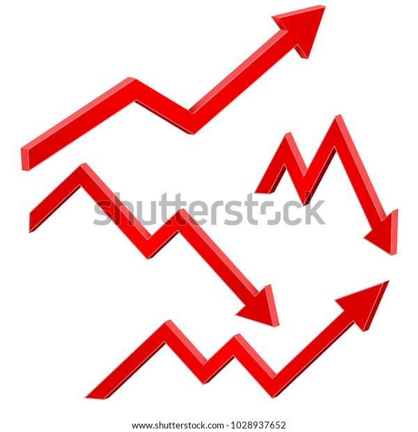 Arrojar flechas hacia arriba y hacia abajo. Tendencias crecientes y ...