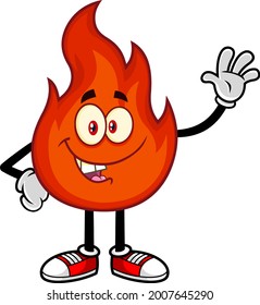 Red Fire Cartoon Character Waving Greeting Stock Vector (Royalty Free ...