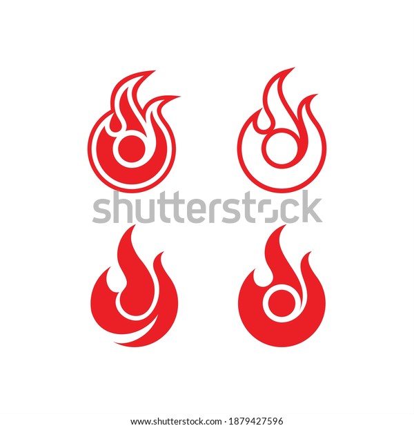 Red Fire Flat Icons Pictograms Set Stock Vector (Royalty Free ...