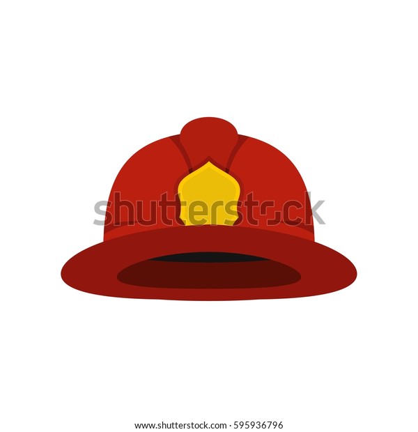 Red Fireman Helmet Icon Flat Illustration Stock Vector (Royalty Free ...