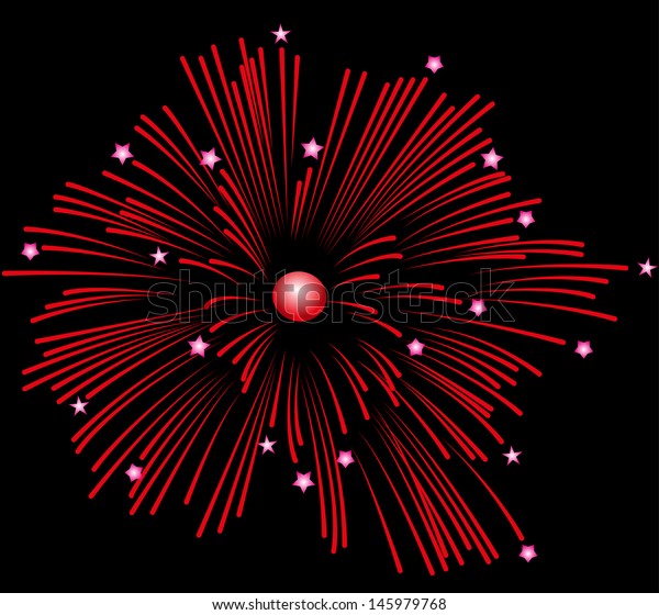 Red Fireworks Against Black Background Stock Vector (Royalty Free ...