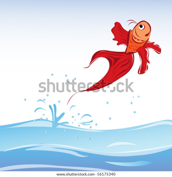 Red Fish Jumping Out Water 스톡 벡터(로열티 프리) 56175340 | Shutterstock