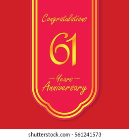 Red Flag Gold Text 61 Years Stock Vector (Royalty Free) 561241573 ...