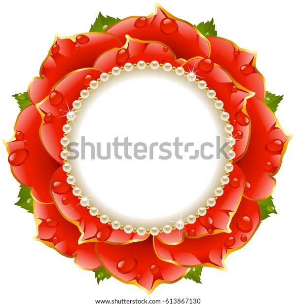 Red Floral Circle Frame Flower Rose Stock Vector (Royalty Free ...