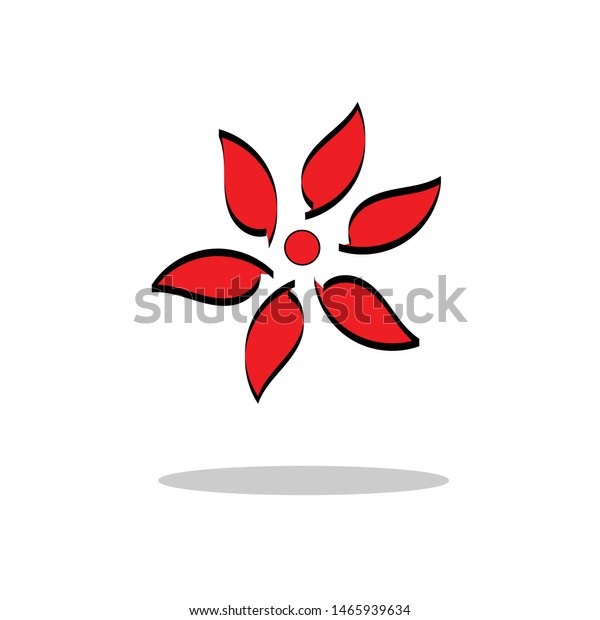 Red Flower Icon Vector Illustration Stock Vector (Royalty Free ...