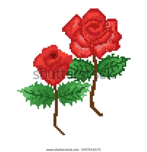 Red Flower Pixel Art Style Rose Stock Vector (Royalty Free) 1447616573 ...