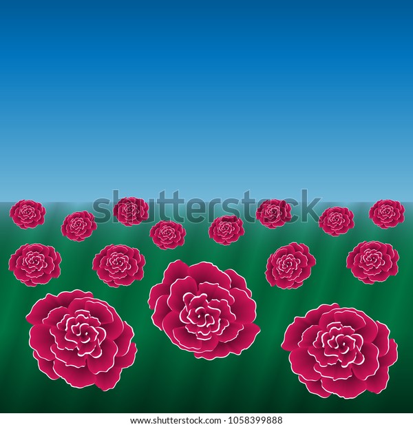 Red Flowers Field Background Vector Illustration Stock Vector (Royalty ...