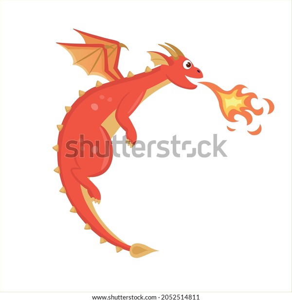 Red Flying Dragon Blowing Fire Vector Stock Vector (Royalty Free ...