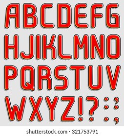 Red Font Thin Black Outline White: เวกเตอร์สต็อก (ปลอดค่าลิขสิทธิ์ ...