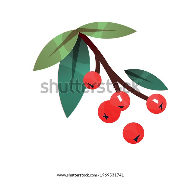 Red Forest Berries Leaves Cartoon Clipart Stock Vector (Royalty Free ...