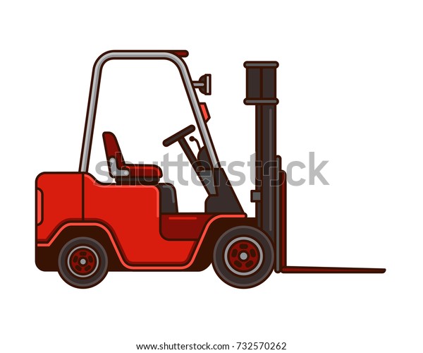 Red Forklift Truck Vector Line Illustration Stock Vector (Royalty Free ...