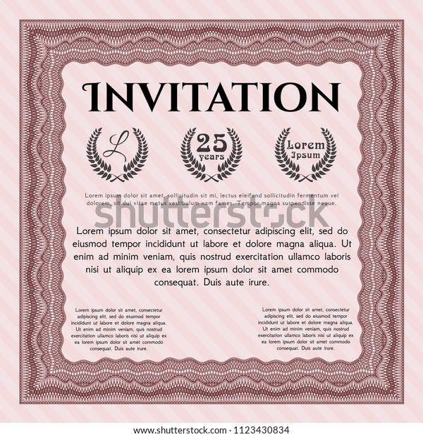 Red Formal Invitation Background Detailed Lovely Stock Vector (Royalty ...