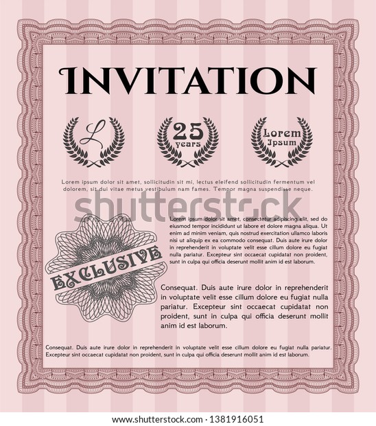 Red Formal Invitation Background Detailed Elegant Stock Vector (Royalty ...