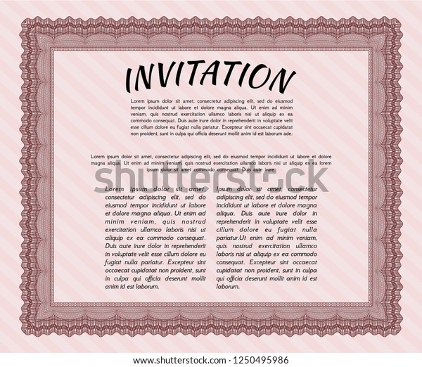 Red Formal Invitation Template Money Style Stock Vector (Royalty Free ...