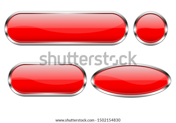Red Glass Buttons Set 3d Shiny Stock Vector (Royalty Free) 1502154830 ...