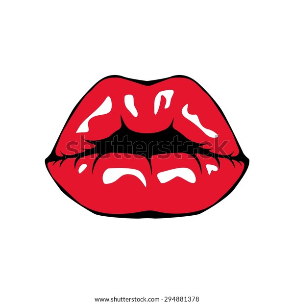 Red Glossy Lips Retro Icon Isolated Stock Vector (Royalty Free) 294881378