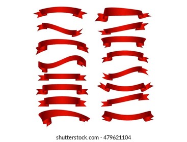 Red Ribbon Set Collection Vector Stock Vector (Royalty Free) 1800833563