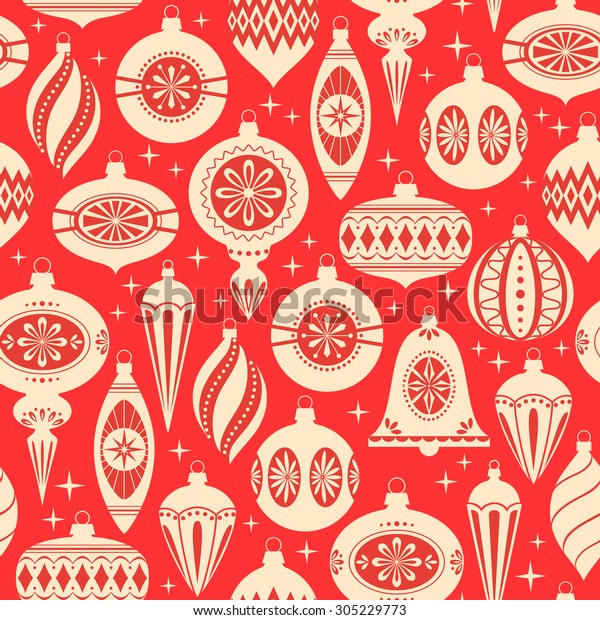 Red Gold Christmas Seamless Pattern Stock Vector (Royalty Free) 305229773