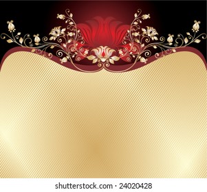 Red Gold Floral Background Stock Vector (Royalty Free) 24020428 ...