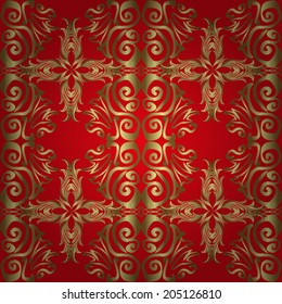 Red Gold Seamless Pattern Gold Background Stock Vector (Royalty Free ...