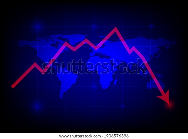 Red Graph Drop Arrow Down World Stock Vector (Royalty Free) 1906576396 ...