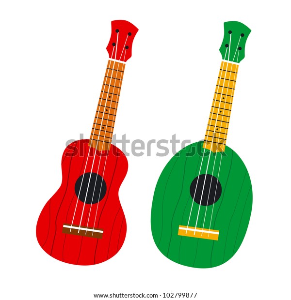 Red Green Ukulele On White Background Stock Vector (Royalty Free) 102799877