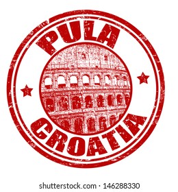 Red Grunge Rubber Stamp Name Pula Stock Vector (Royalty Free) 146288330 ...