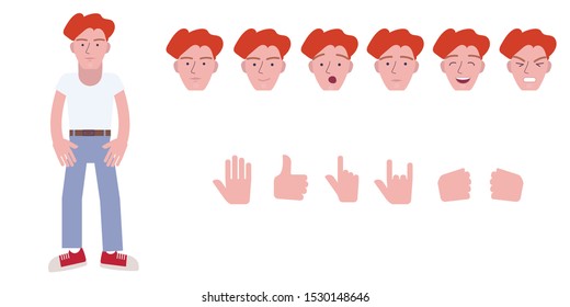 Red Haired Man Cartoon Character Set Stock Vector (Royalty Free ...