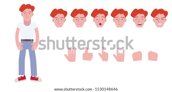 Red Haired Man Cartoon Character Set Stock Vector (Royalty Free) 1530148646