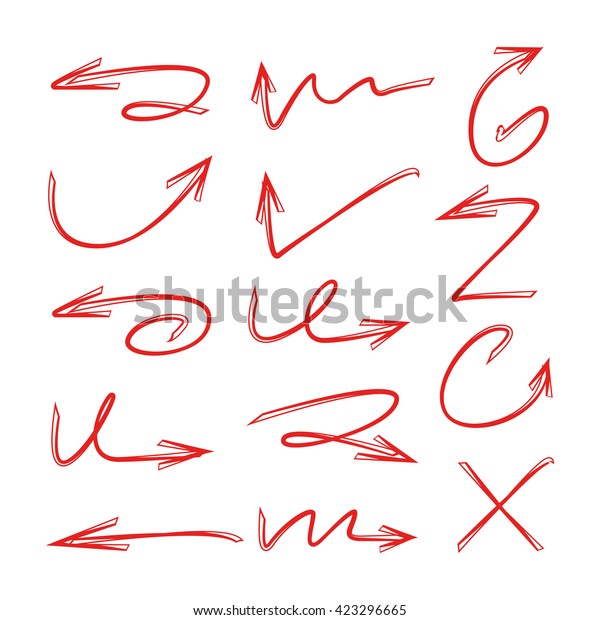 Red Hand Drawn Arrow Set Stock Vector (Royalty Free) 423296665 ...