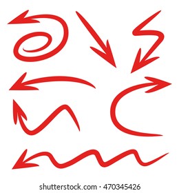 Red Hand Drawn Arrows Stock Vector (Royalty Free) 470345420