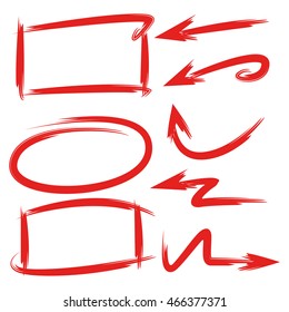 Red Hand Drawn Arrows Circles: vector de stock (libre de regalías ...