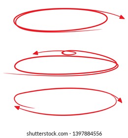 Red Hand Drawn Arrows Oval Markers Stock Vector (Royalty Free ...