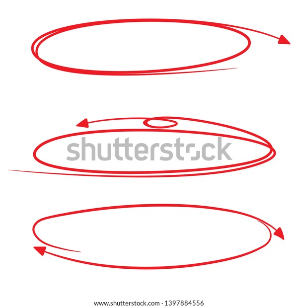 Red Hand Drawn Arrows Oval Markers Stock Vector (Royalty Free ...