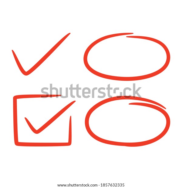 Red Hand Drawn Check Mark Oval Stock Vector (Royalty Free) 1857632335 ...