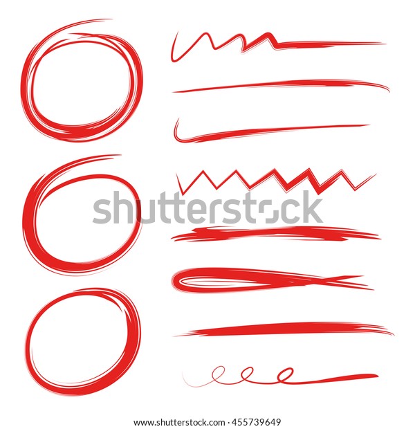 Red Hand Drawn Circle Markers Red 스톡 벡터(로열티 프리) 455739649