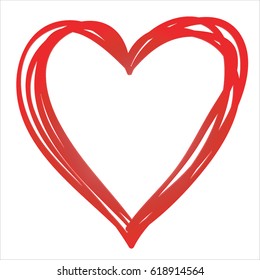 Red Hand Drawn Heart On White Stock Vector (Royalty Free) 618914564 ...