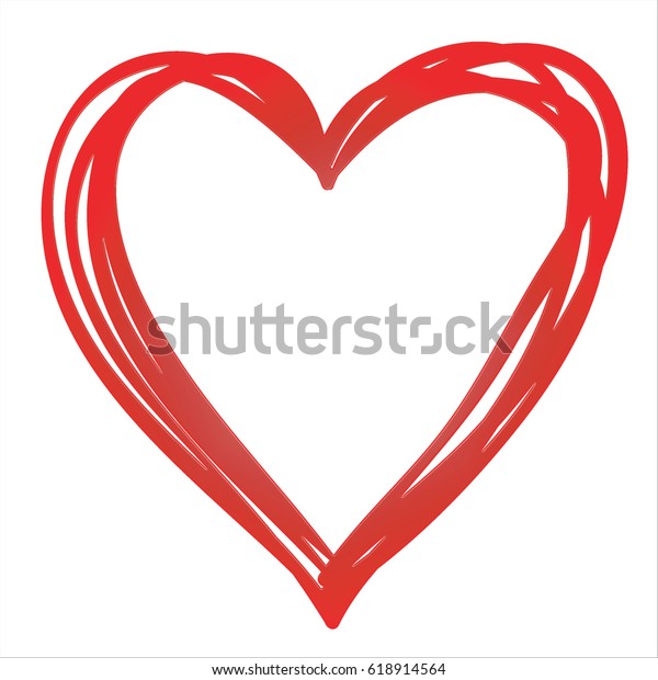 Red Hand Drawn Heart On White Stock Vector (Royalty Free) 618914564 ...