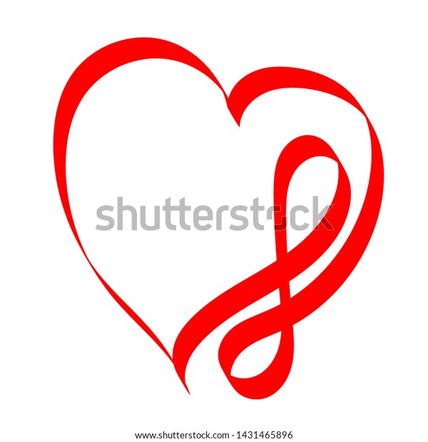 Red Hand Drawn Infinity Heart Love: เวกเตอร์สต็อก (ปลอดค่าลิขสิทธิ์ ...