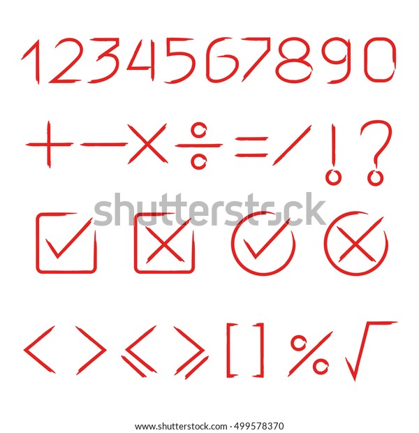 Red Hand Drawn Math Signs Number Stock Vector (Royalty Free) 499578370