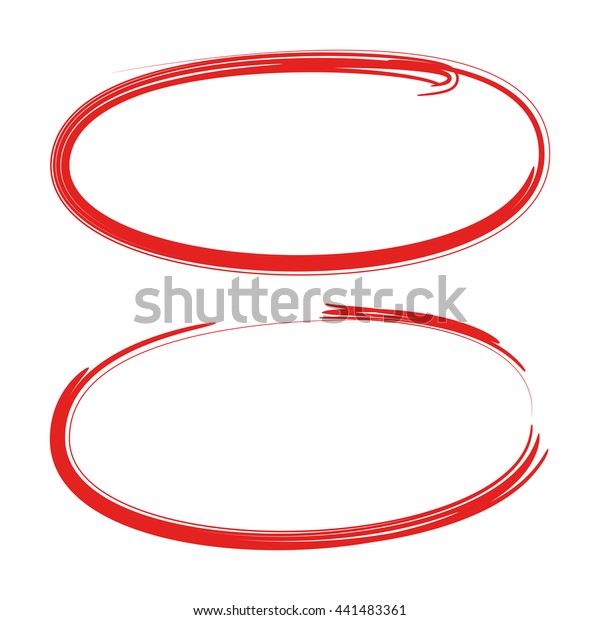 Red Hand Drawn Oval Circle Markers 스톡 벡터(로열티 프리) 441483361
