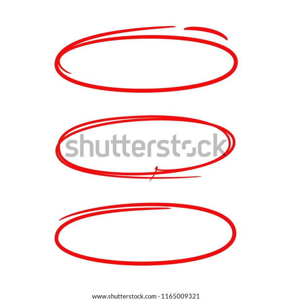 Red Hand Drawn Oval Marker Elements Stock Vector (Royalty Free ...