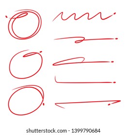 Red Hand Drawn Sketch Underline Circle 스톡 벡터(로열티 프리) 1399790684 ...