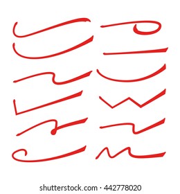 Red Hand Drawn Underline Set Brush Stock Vector (Royalty Free) 442778020