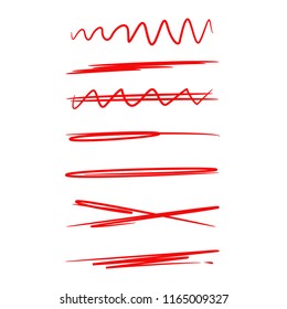 Red Hand Drawn Underlines Marker Elements Stock Vector (Royalty Free ...