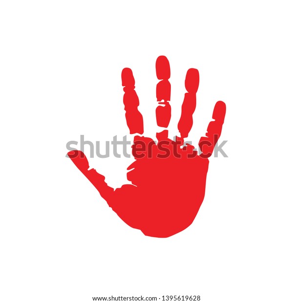 Red Hand Print Hand Five Fingers Stock Vector (Royalty Free) 1395619628 ...