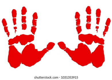 Vektor Stok Hand Paint Print Set Isolated White (Tanpa Royalti ...