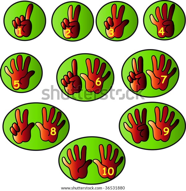 Red Hands Counting 1 10 Fingers Stock Vector (Royalty Free) 36531880