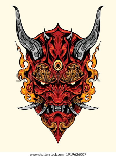 Red Hanya Mask Vector Art Eps Stock Vector (Royalty Free) 1919626007 ...